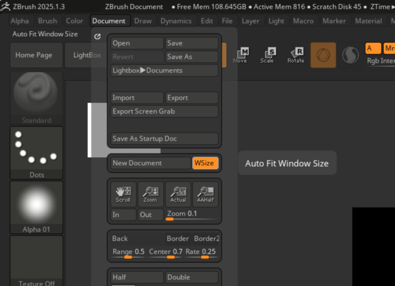 [ Zbrush ] ドキュメントサイズの設定方法 | Plamophy