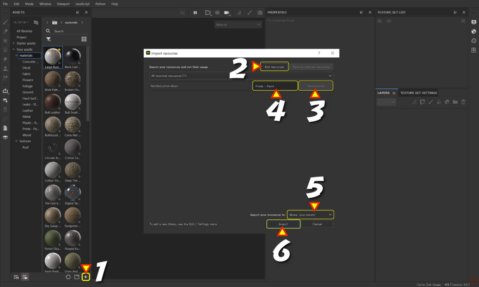 [ Substance 3D Painter ] How to import materials and textures | Plamophy