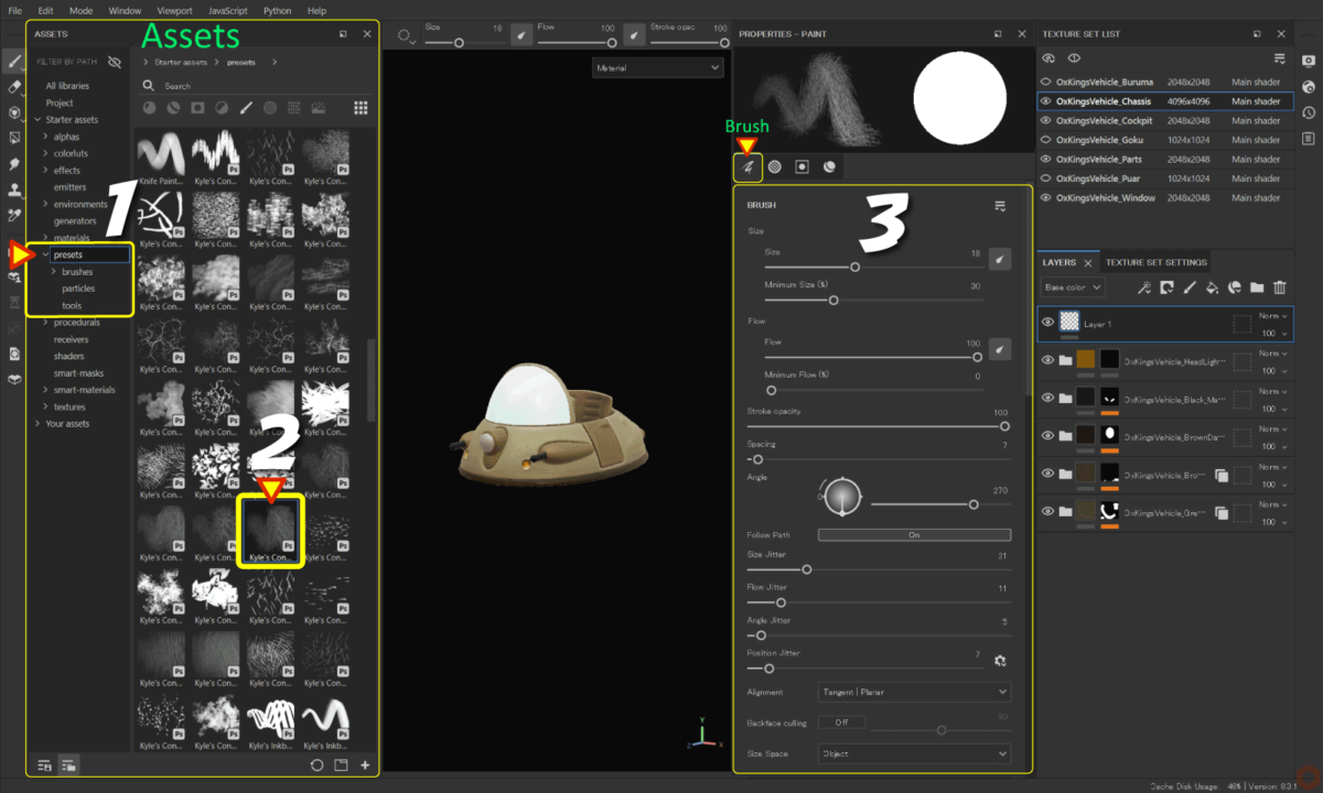 [ Substance 3D Painter ] ペイントブラシの選択方法 | Plamophy