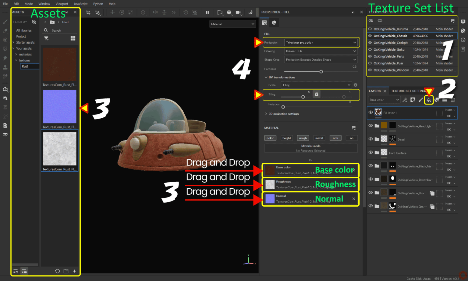 [ Substance 3D Painter ] How to set imported textures | Plamophy