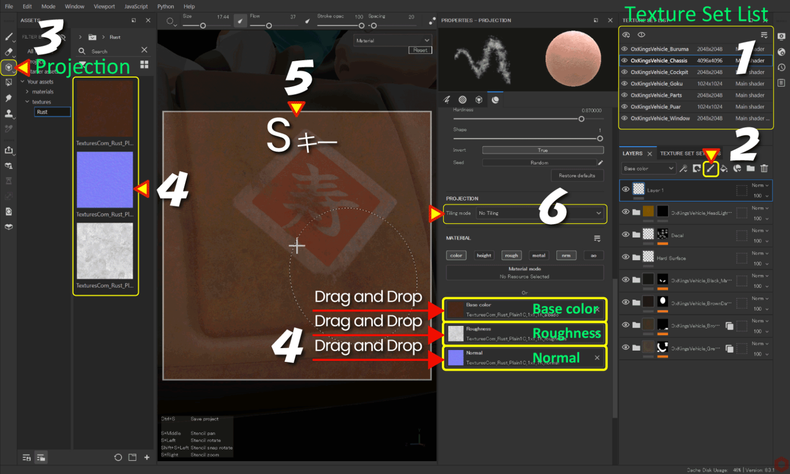 [ Substance 3D Painter ] How to paint using projection tools | Plamophy